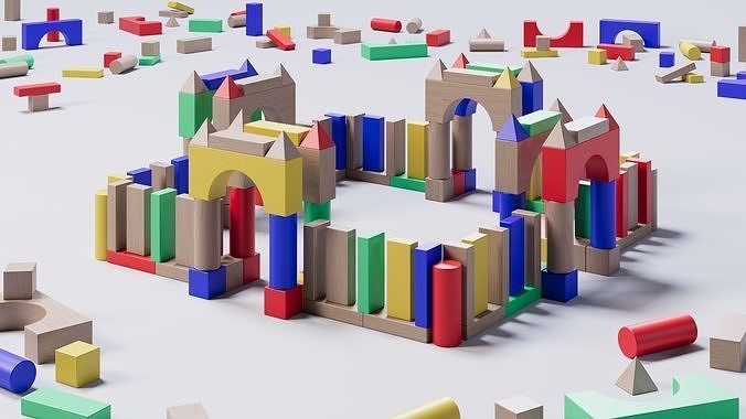Wooden Blocks Toy Fortress 3D model | CGTrader