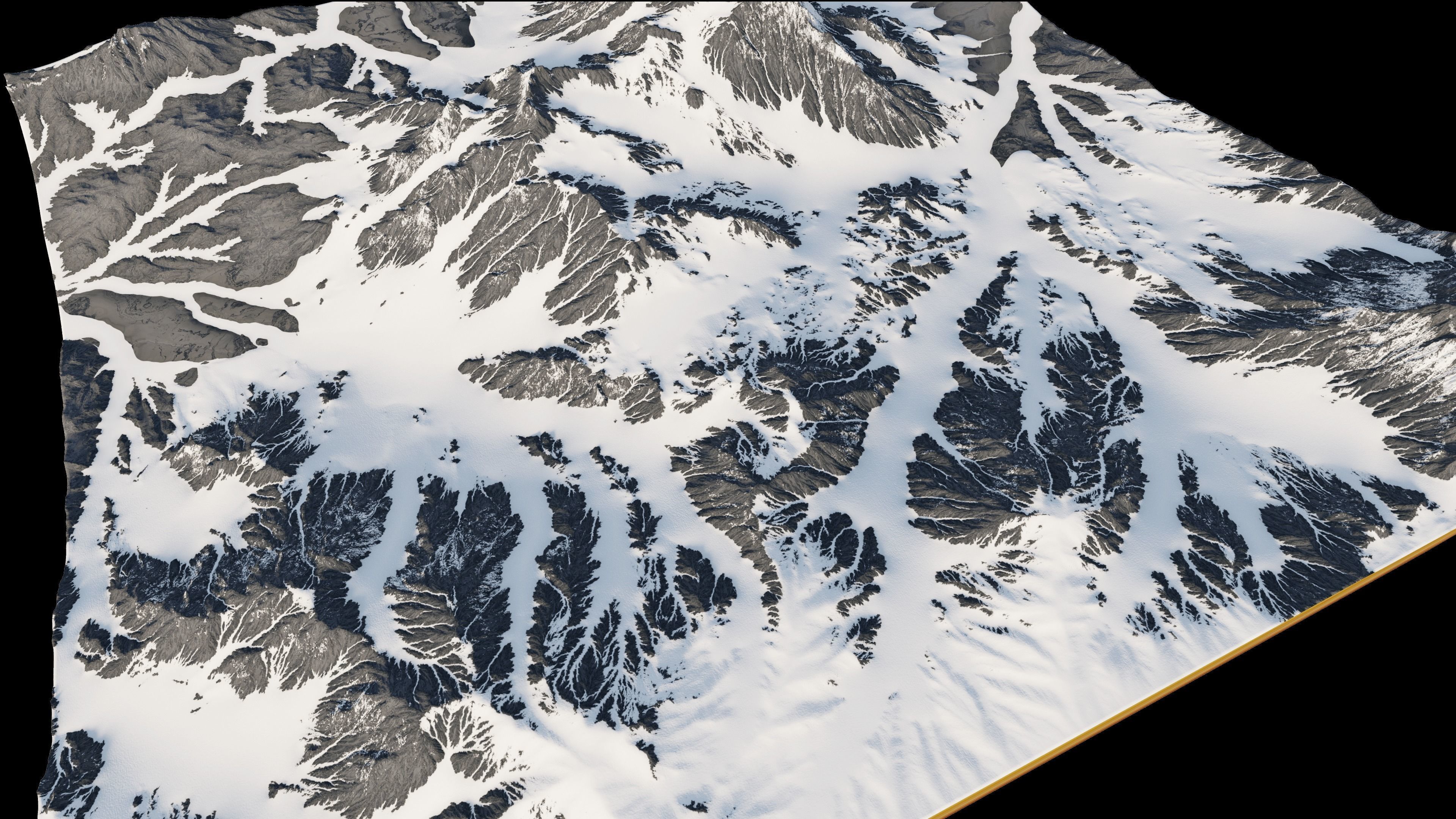3D model snowy mountains with slope 3d terrain model VR / AR / low-poly ...