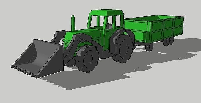 Farm Tractor Equipment Set 3D model 3D printable | CGTrader