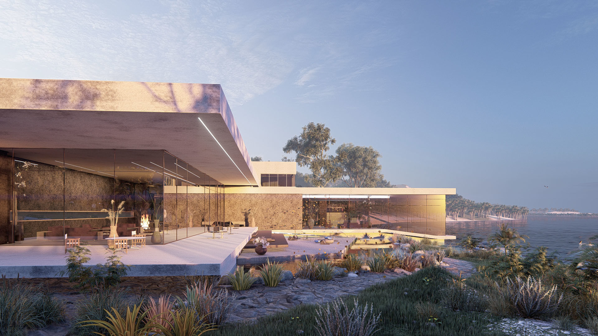 Super modern beach luxury villa house Revit n Lumion building 3D model ...