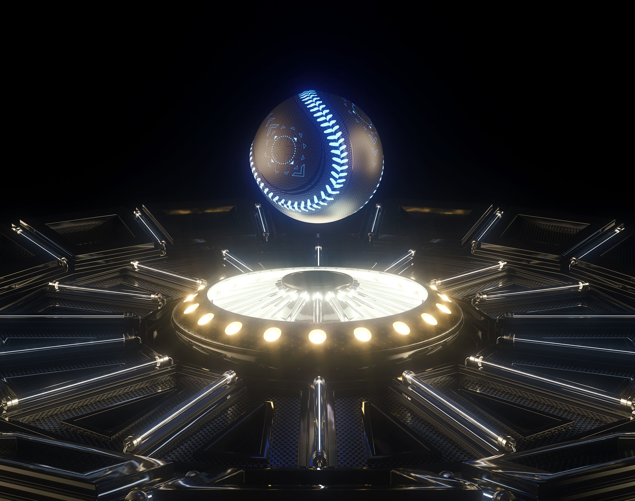 Futuristic Baseball Ball and Stage 3D model | CGTrader
