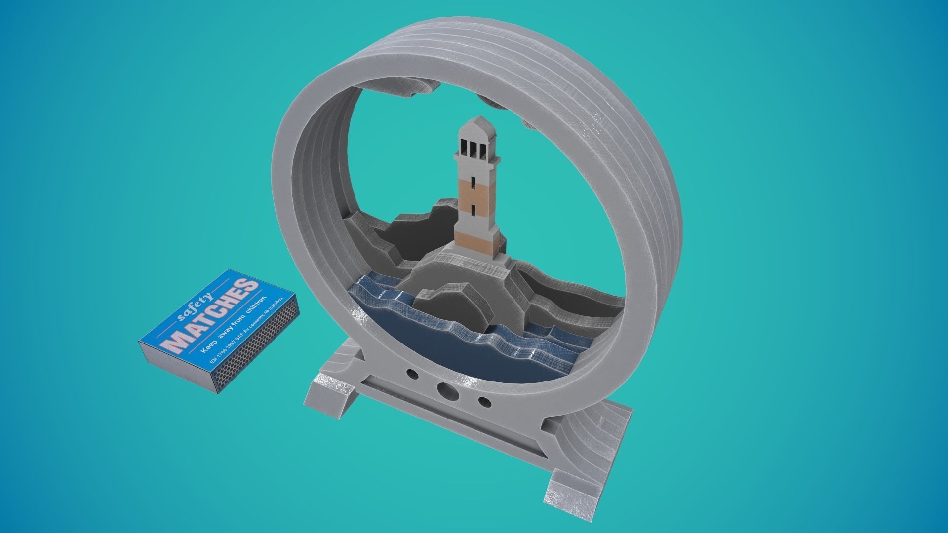 Night Lighthouse in frame kit card 3D model 3D printable | CGTrader