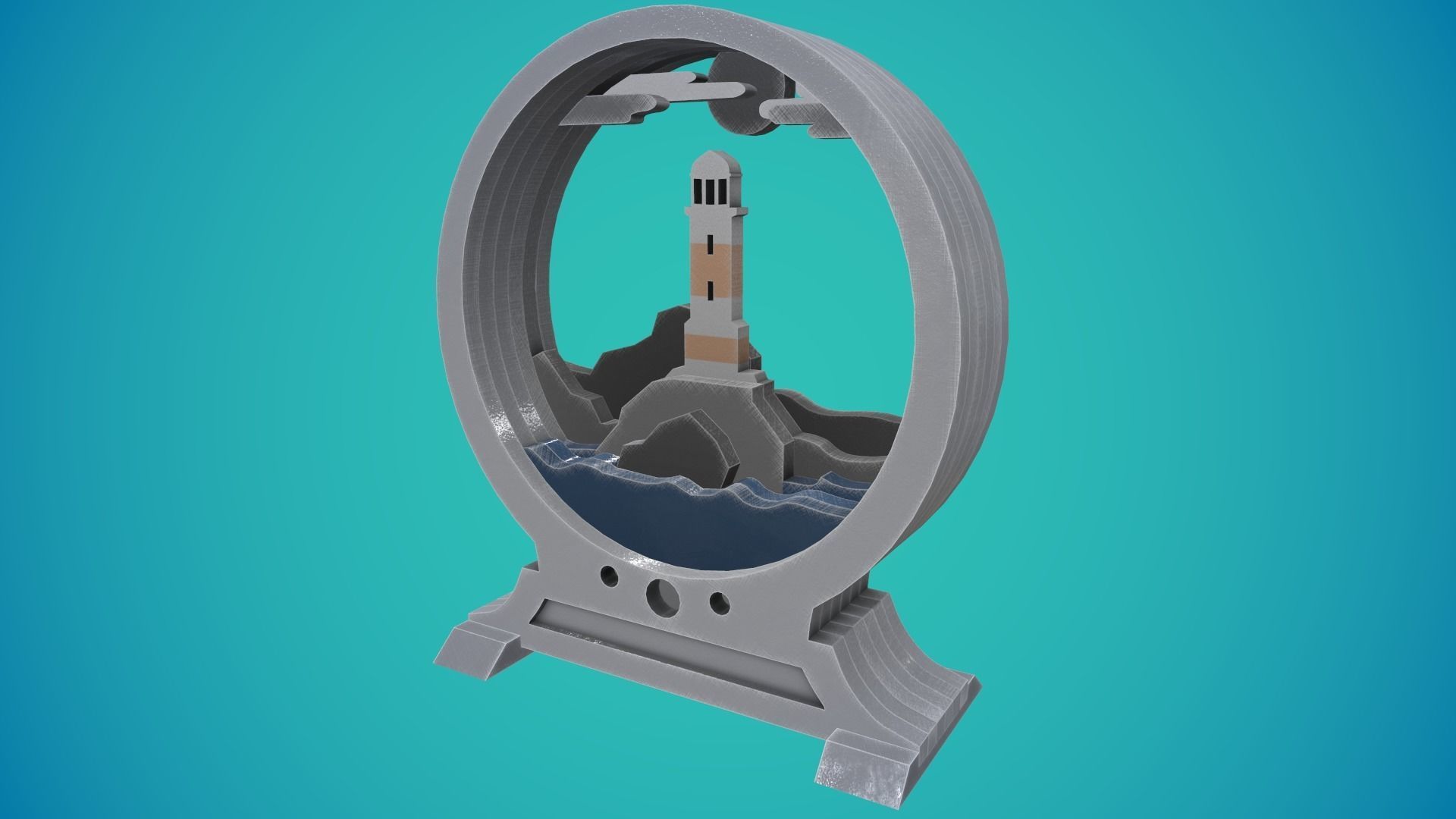 Night Lighthouse in frame kit card 3D model 3D printable | CGTrader