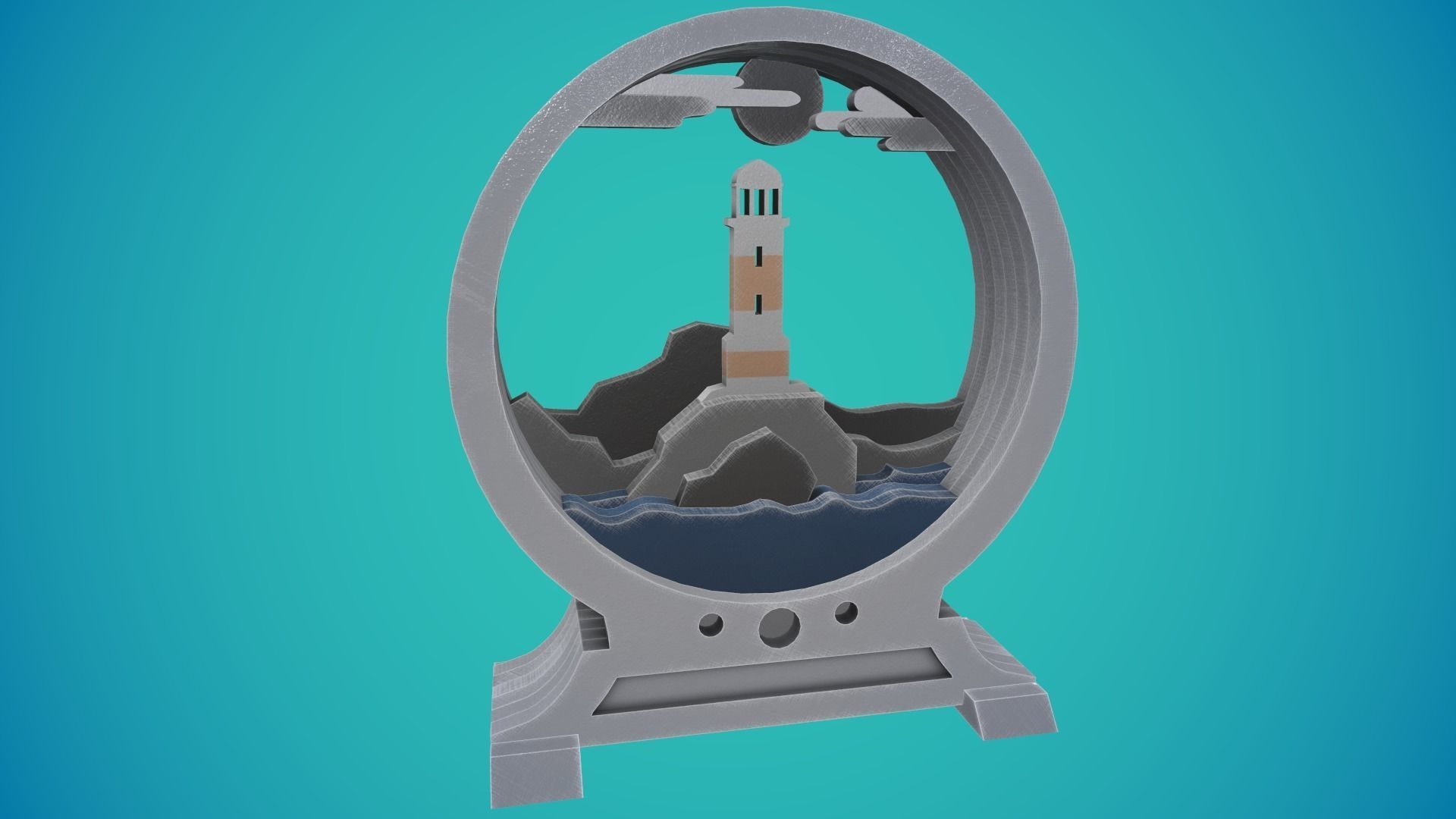 Night Lighthouse in frame kit card 3D model 3D printable | CGTrader