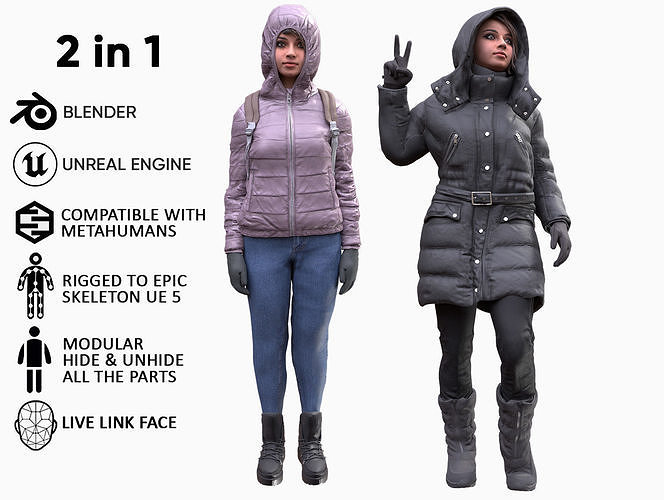 3D Model Collection Womens Winter Outfits VR / AR / low-poly | CGTrader