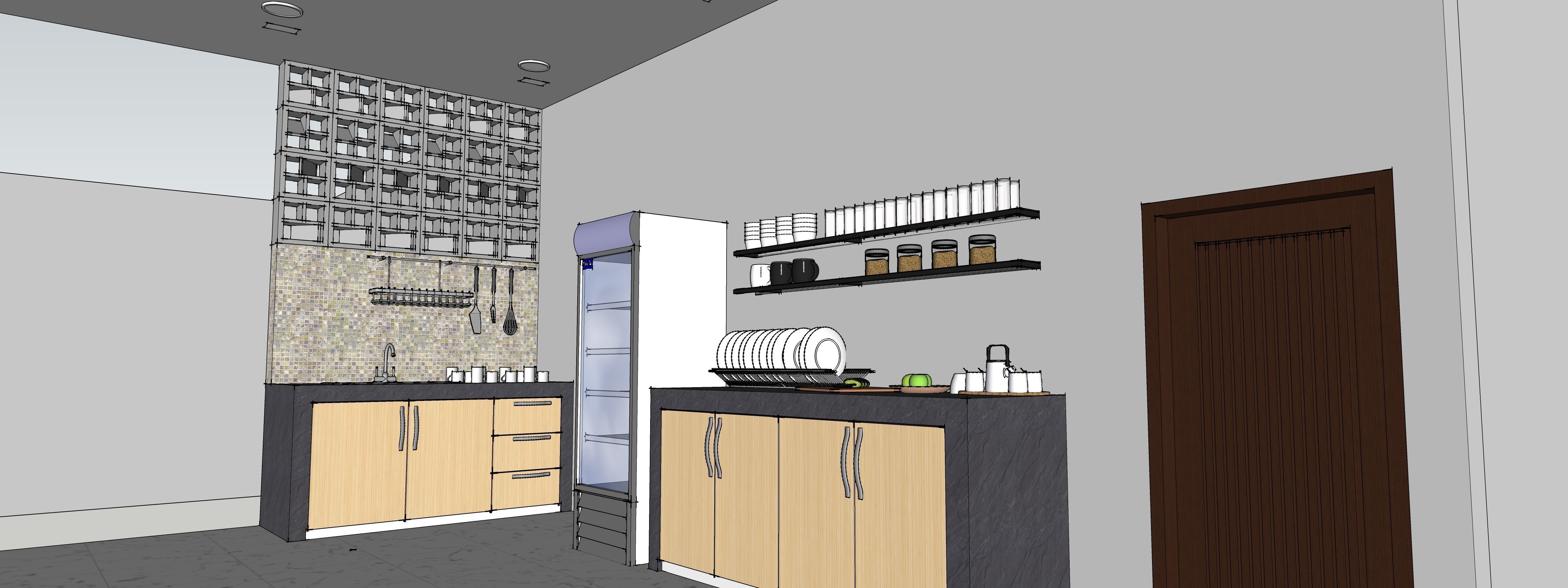 Kitchen Set design with tile wall 3D model 3D printable | CGTrader