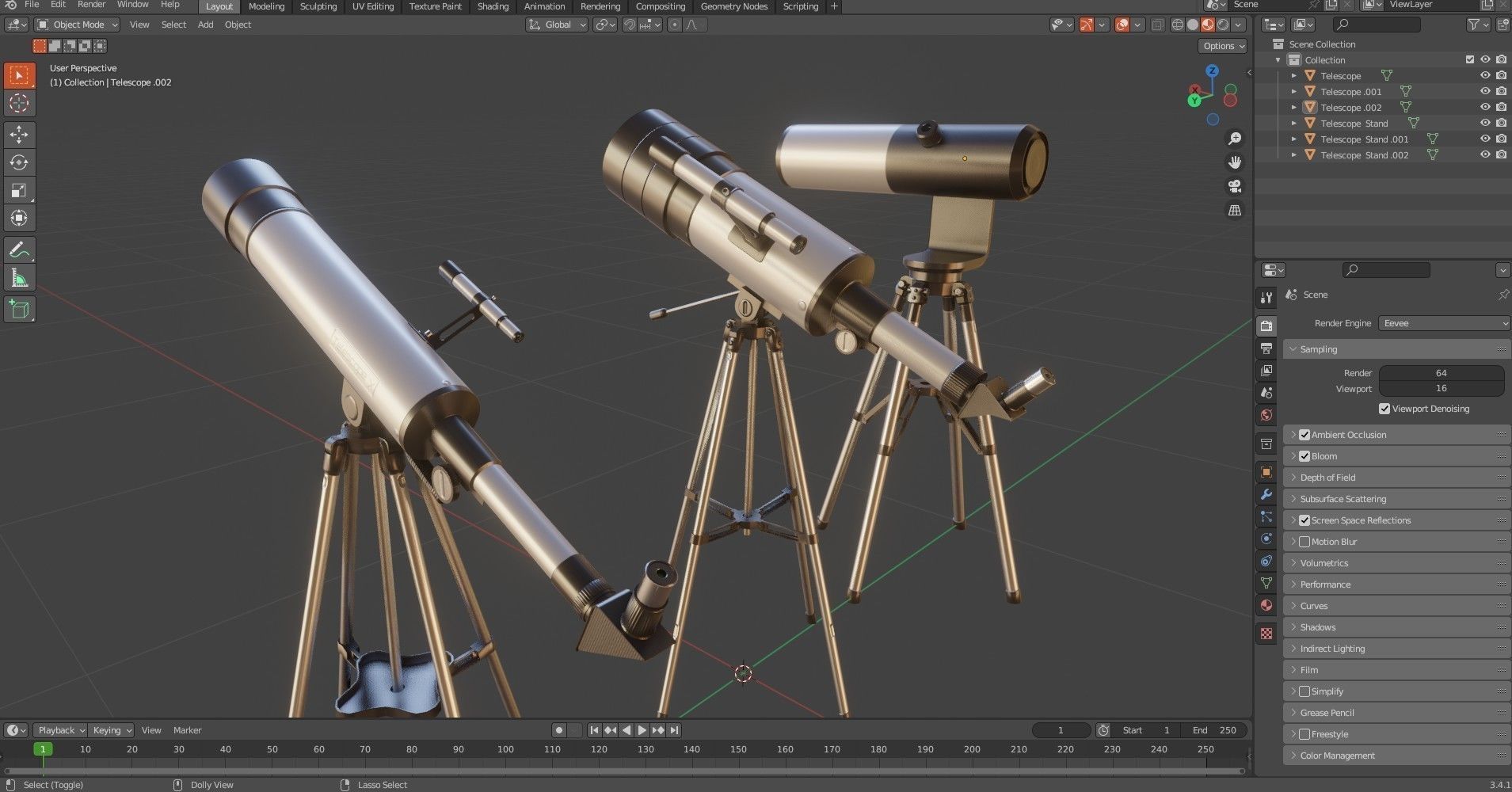 3D model Telescope Pack VR / AR / low-poly | CGTrader