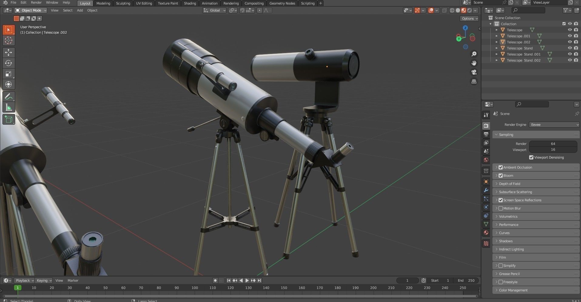 3D model Telescope Pack VR / AR / low-poly | CGTrader