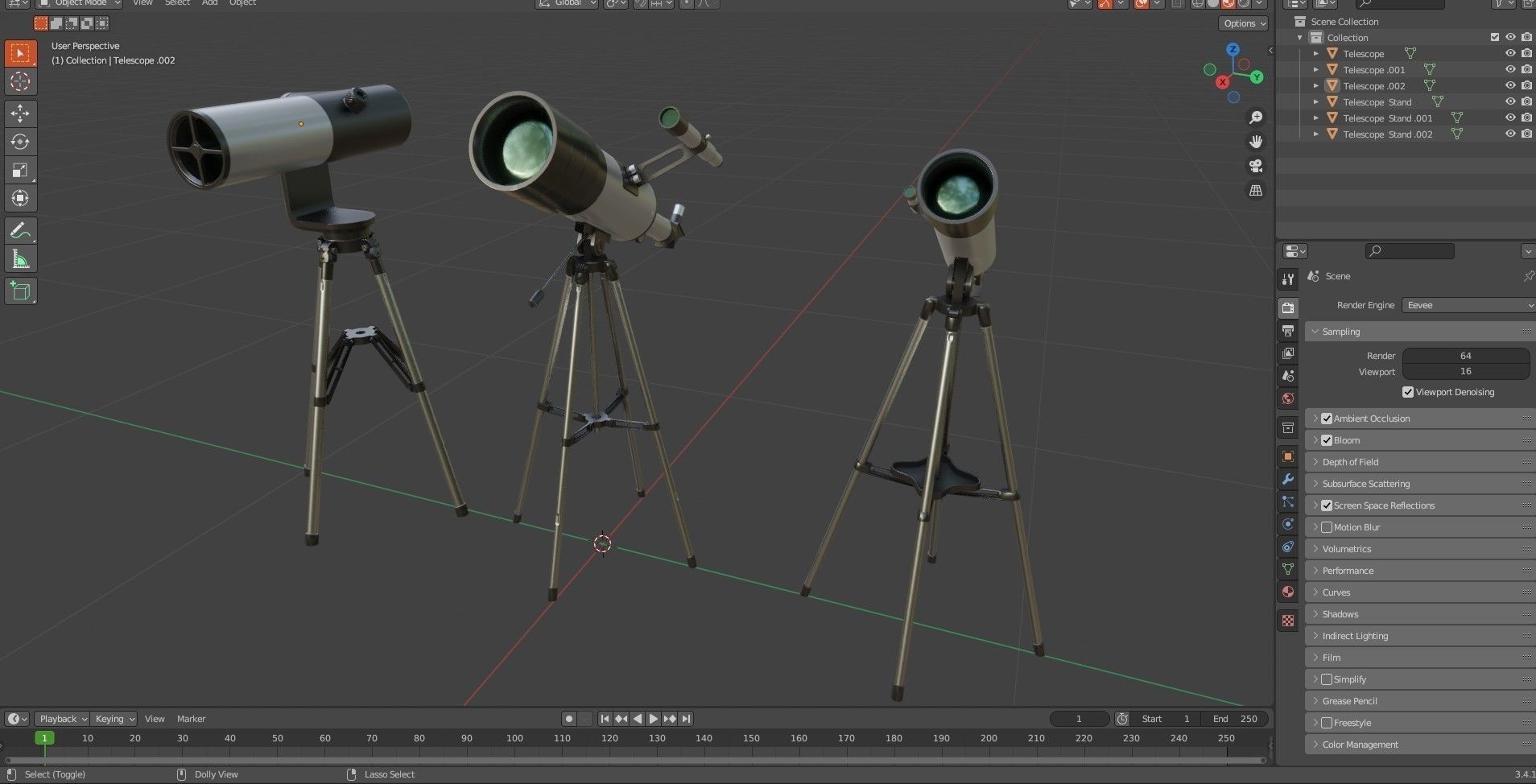 3D model Telescope Pack VR / AR / low-poly | CGTrader