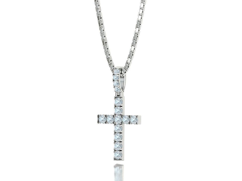 Diamond Pave Cross 42mm with French Pave Setting Swivel Bail 3D model ...