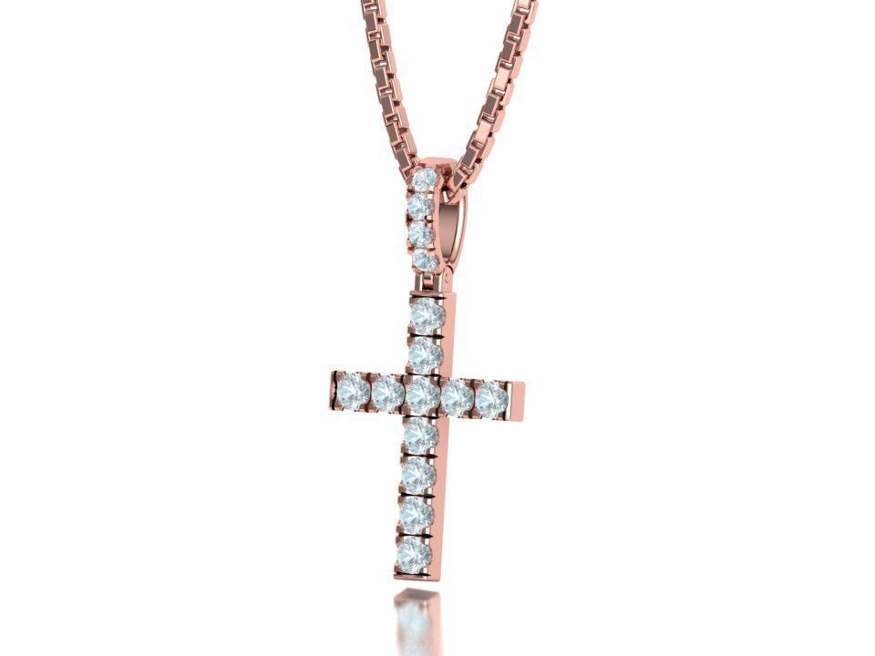 Diamond Pave Cross 42mm with French Pave Setting Swivel Bail 3D model ...