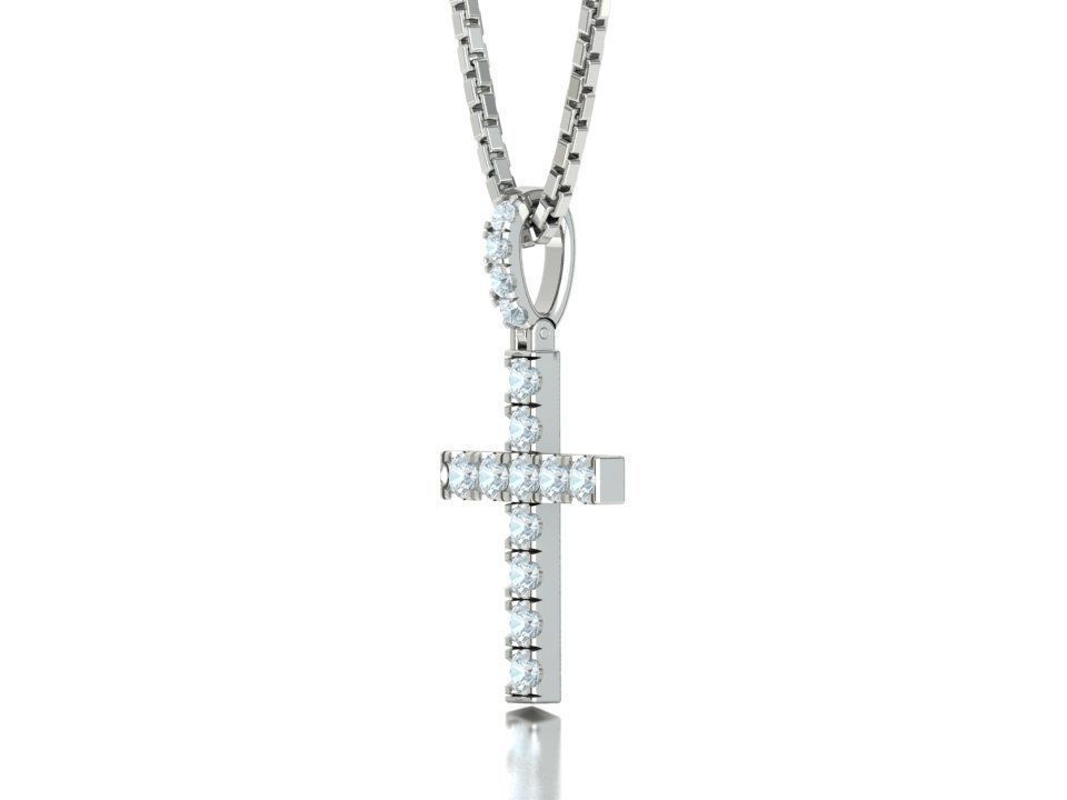 Diamond Pave Cross 42mm with French Pave Setting Swivel Bail 3D model ...