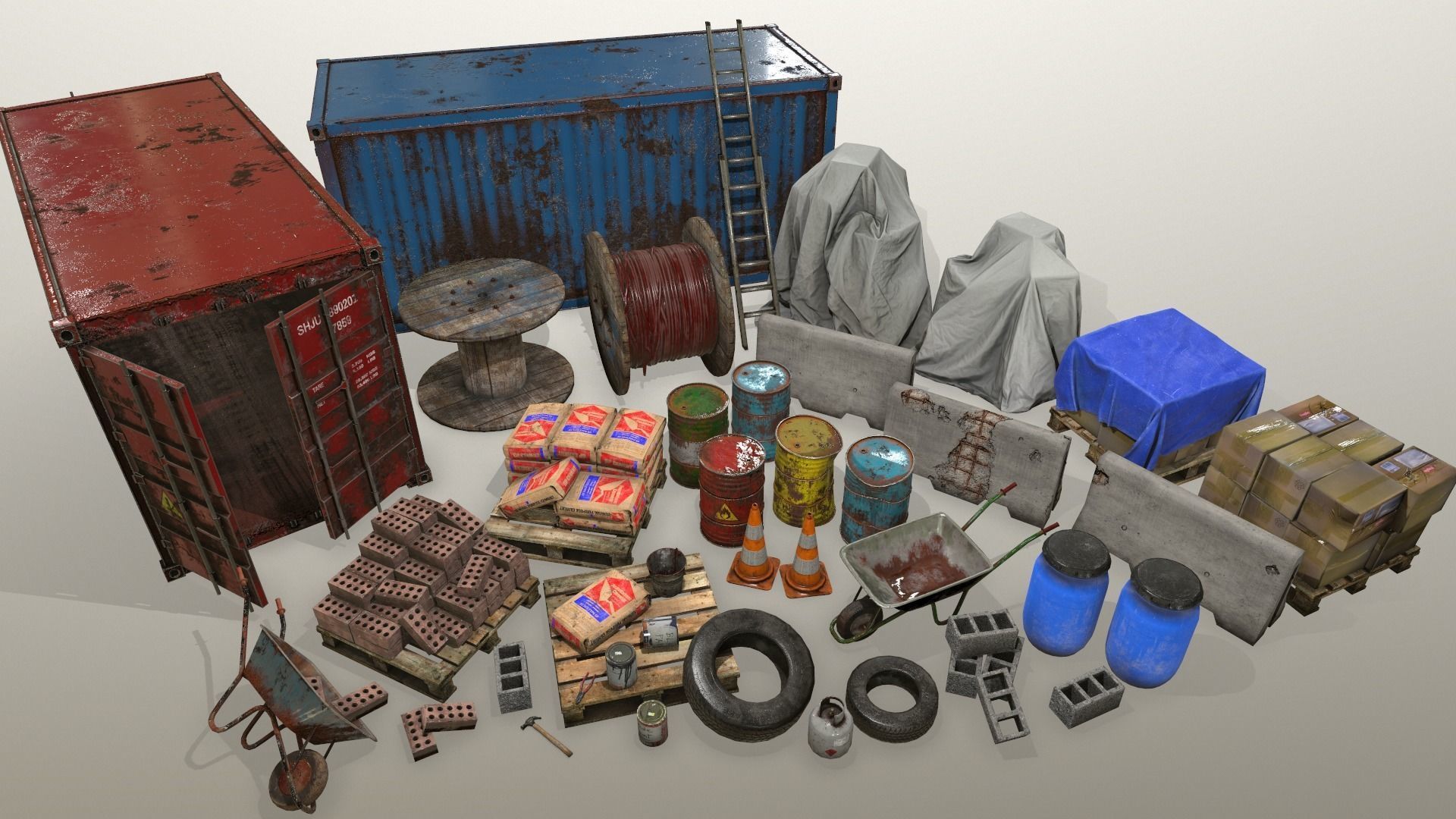 3D model Construction - Building Site - Warehouse - Game Ready Prop ...