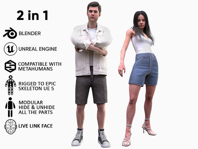 3D Model Collection Mens and Womens Casual Outfits VR / AR / low-poly | CGTrader