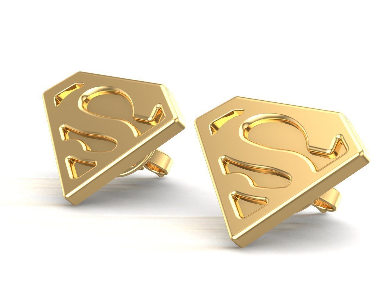 Super man Logo Gold Earrings 3D model 3D printable | CGTrader
