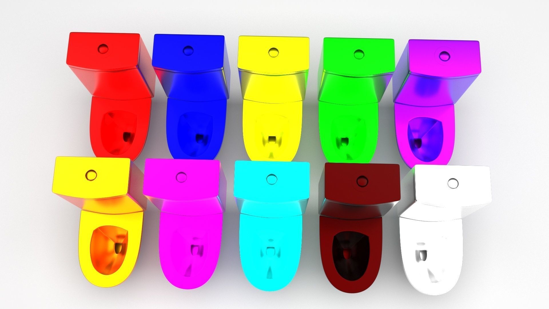 Metallic Colored Toilets Set 3D model | CGTrader