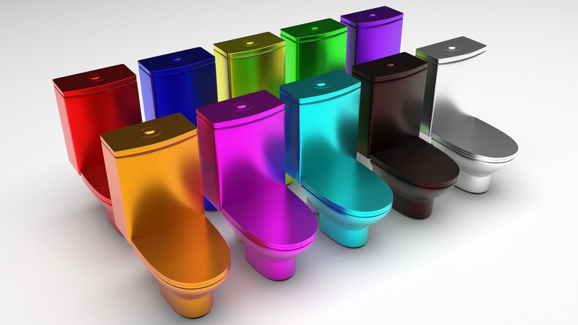 Metallic Colored Toilets Set 3D model | CGTrader