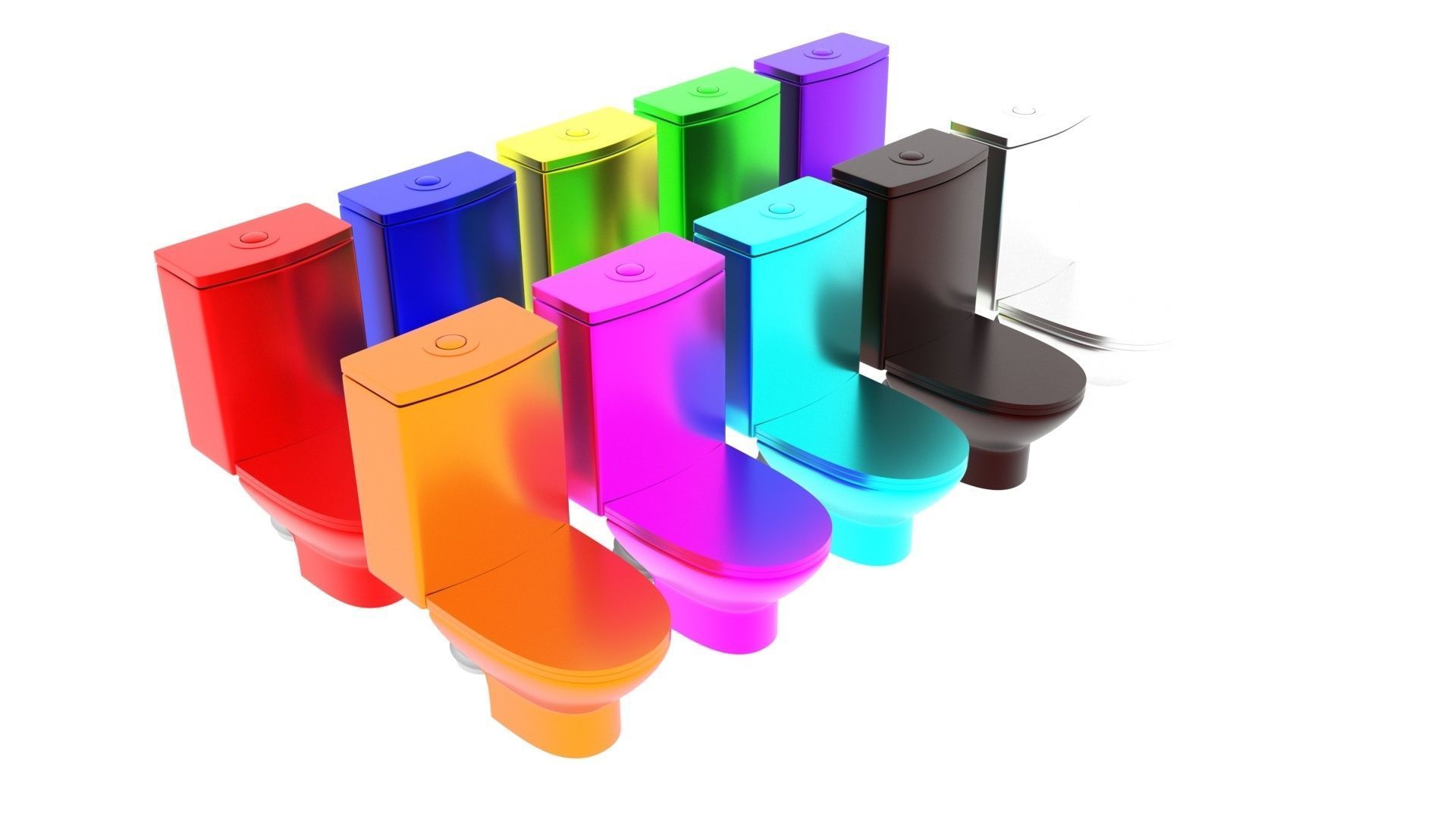 Metallic Colored Toilets Set 3D model | CGTrader