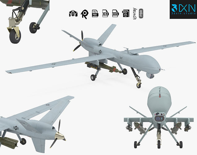 General Atomics UAV MQ-9 Reaper Military Aircraft Drone 3D model | CGTrader
