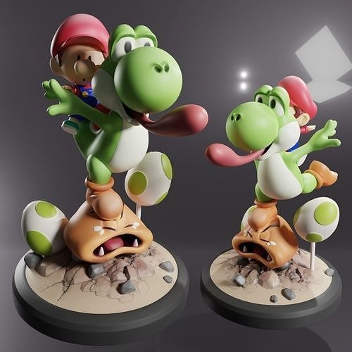 YOSHI AND BABY MARIO WITH CRYING GOOMBA - SUPER MARIO 3D model 3D ...