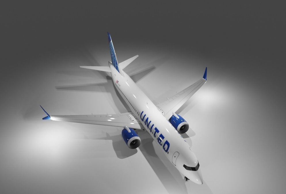 3D model United airlines Boeing 737 max 8 3d model with cockpit VR / AR ...