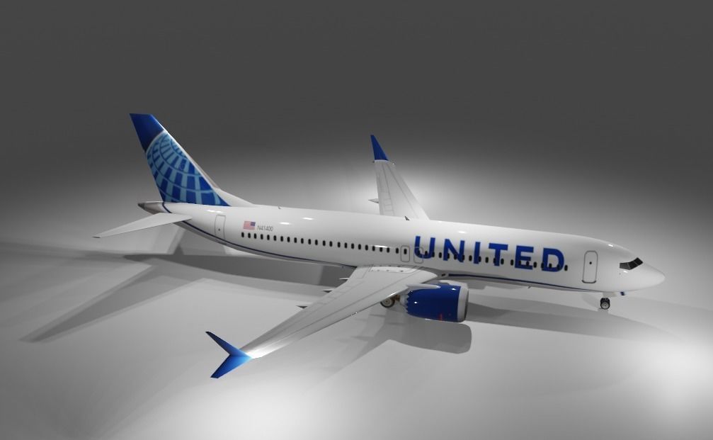 3D model United airlines Boeing 737 max 8 3d model with cockpit VR / AR ...