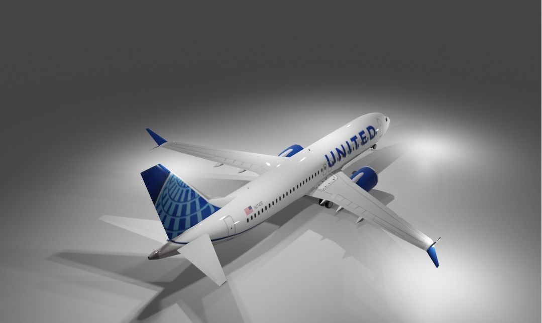 3D model United airlines Boeing 737 max 8 3d model with cockpit VR / AR ...