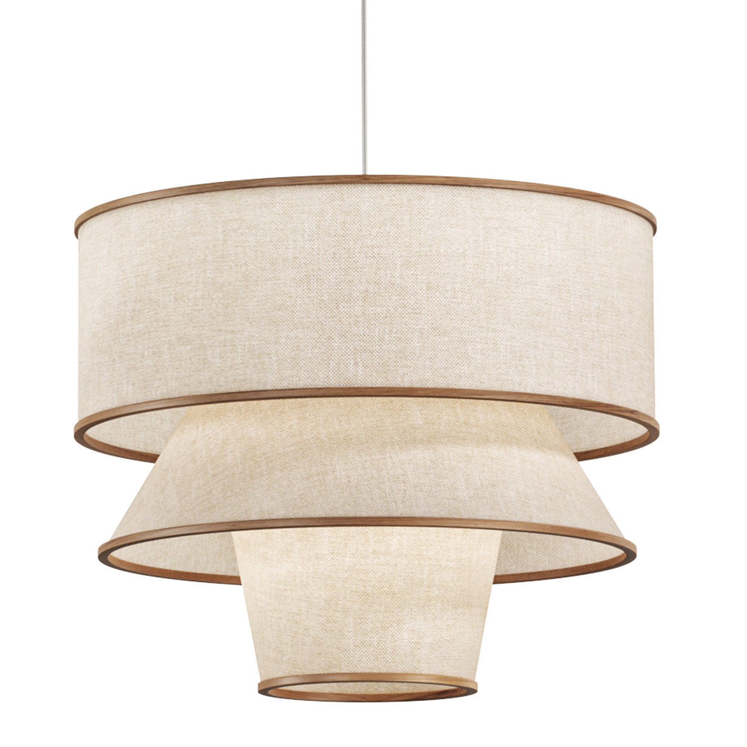 BRUNA WALNUT WOOD AND LINEN PENDANT LIGHT 3D model | CGTrader
