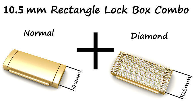 10 and half mm Rectangular Lock Box Combo of Plain and Diamond 3D Model ...