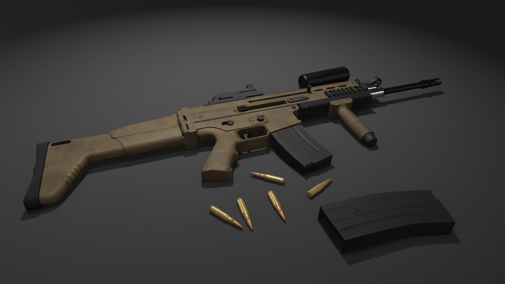3D model SCAR-H Assault Rifle VR / AR / low-poly | CGTrader