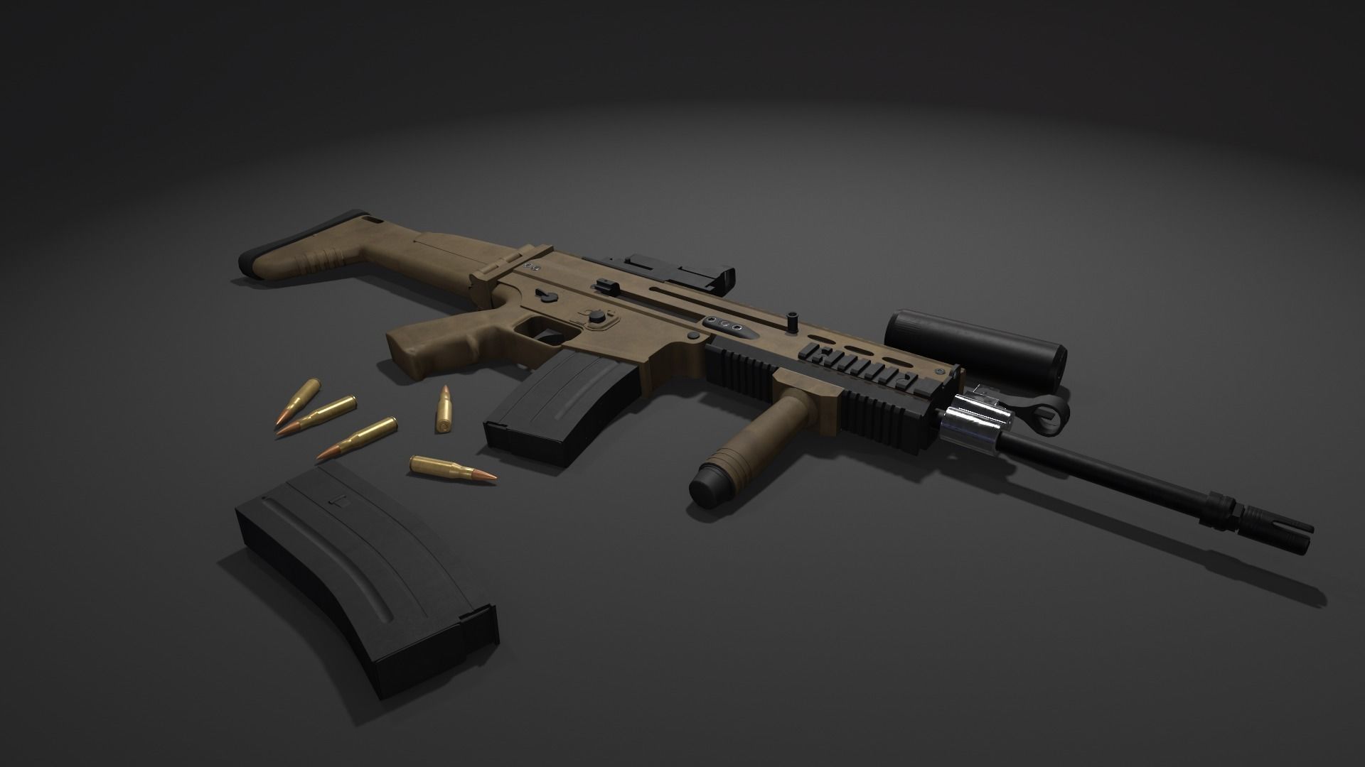 3D model SCAR-H Assault Rifle VR / AR / low-poly | CGTrader