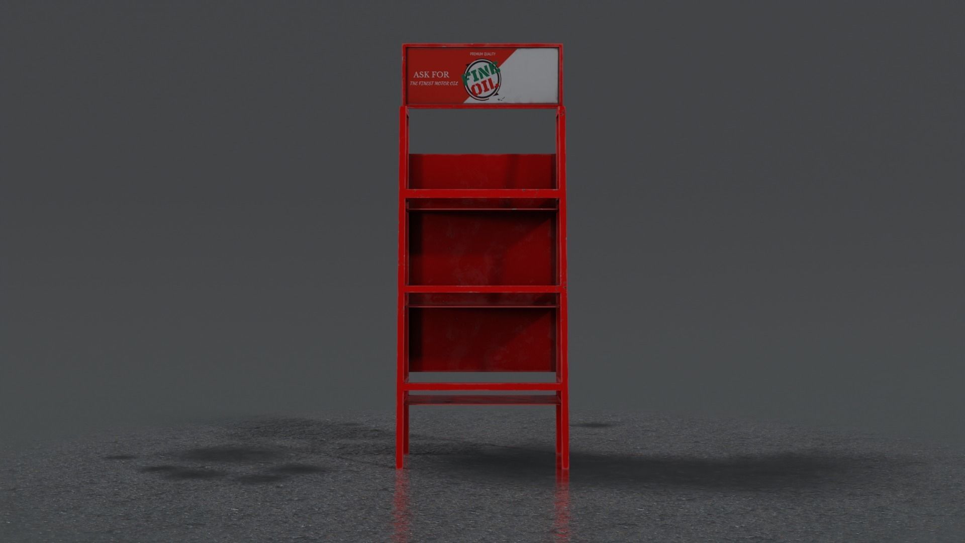 3D model Motor Oil Stand Shelf Rack only - 3 Variants New-Old-Aged VR ...