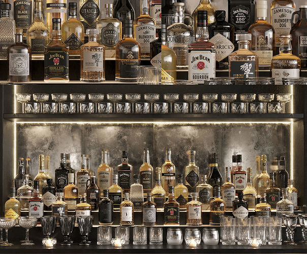 Bar Set 5 Liquor Bottles 3D model | CGTrader
