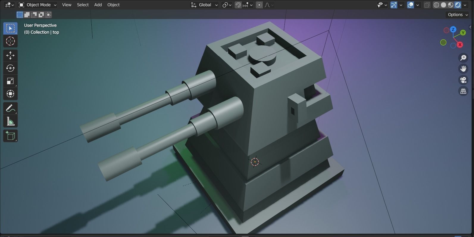 3D gun model 3d Turret animation free VR / AR / low-poly 3D model ...