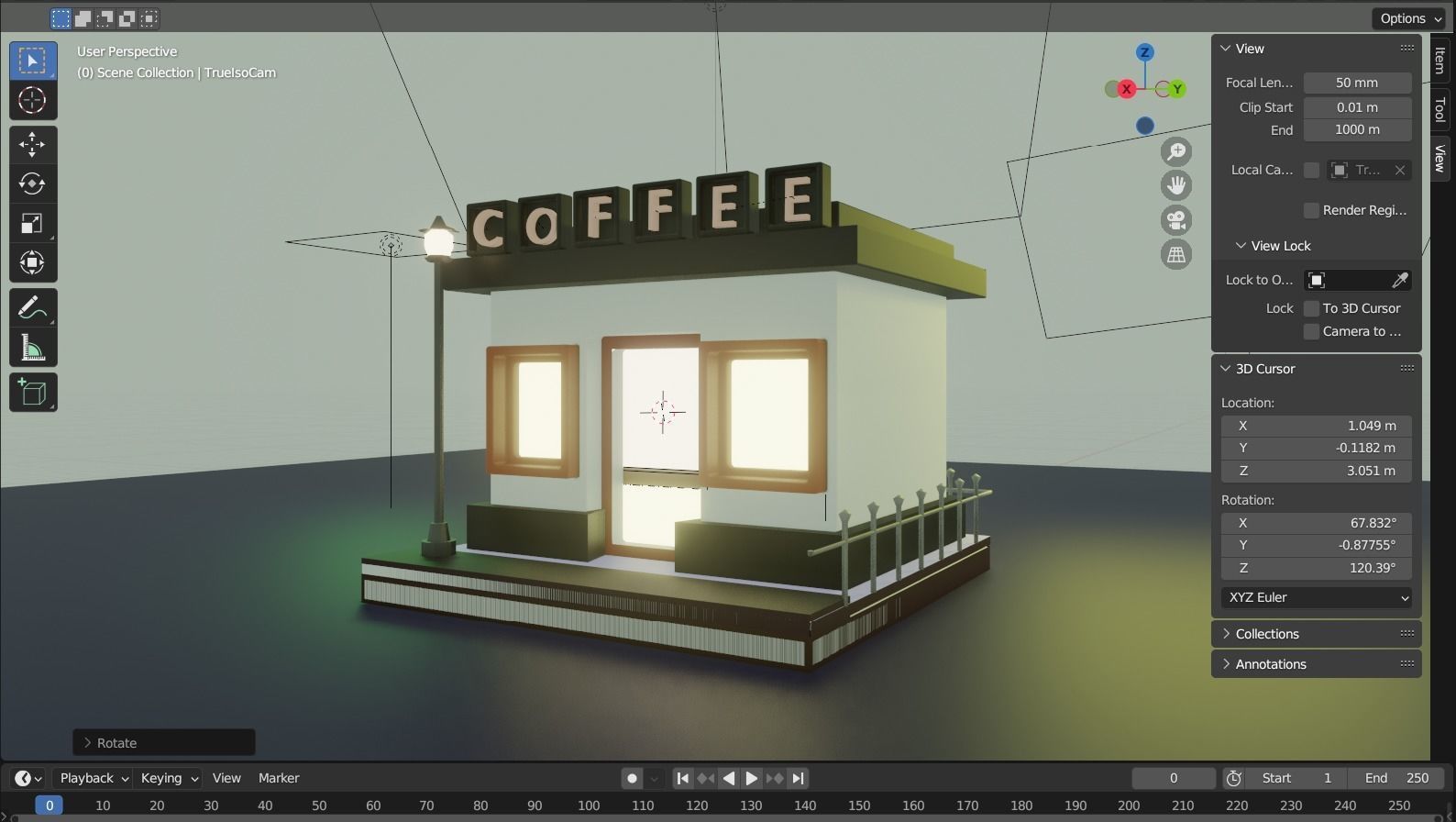 3D coffee shop cartoon building restaurant model cafe free VR / AR ...