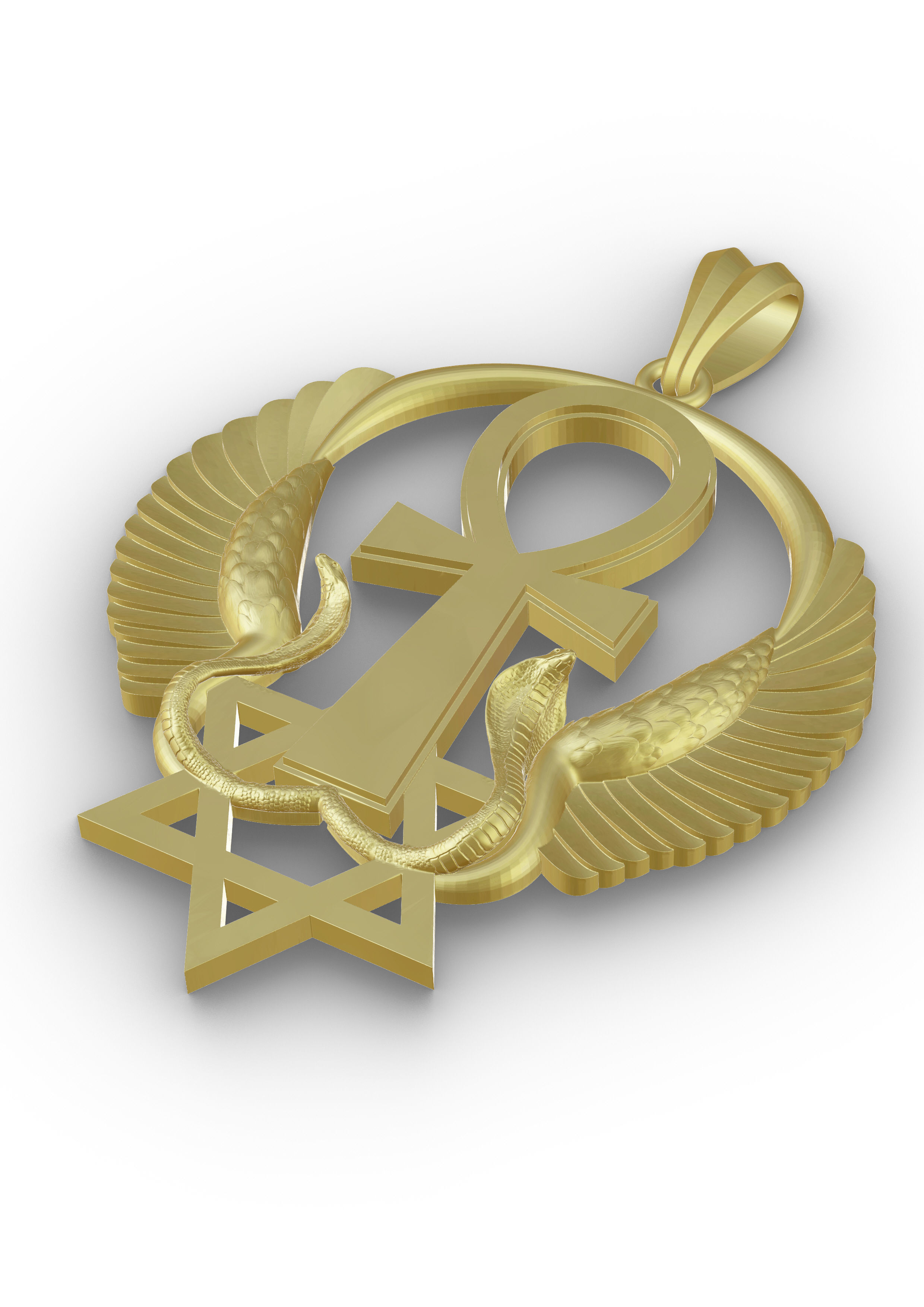 ANKH WING SNAKES PENDANT 3D model 3D printable | CGTrader