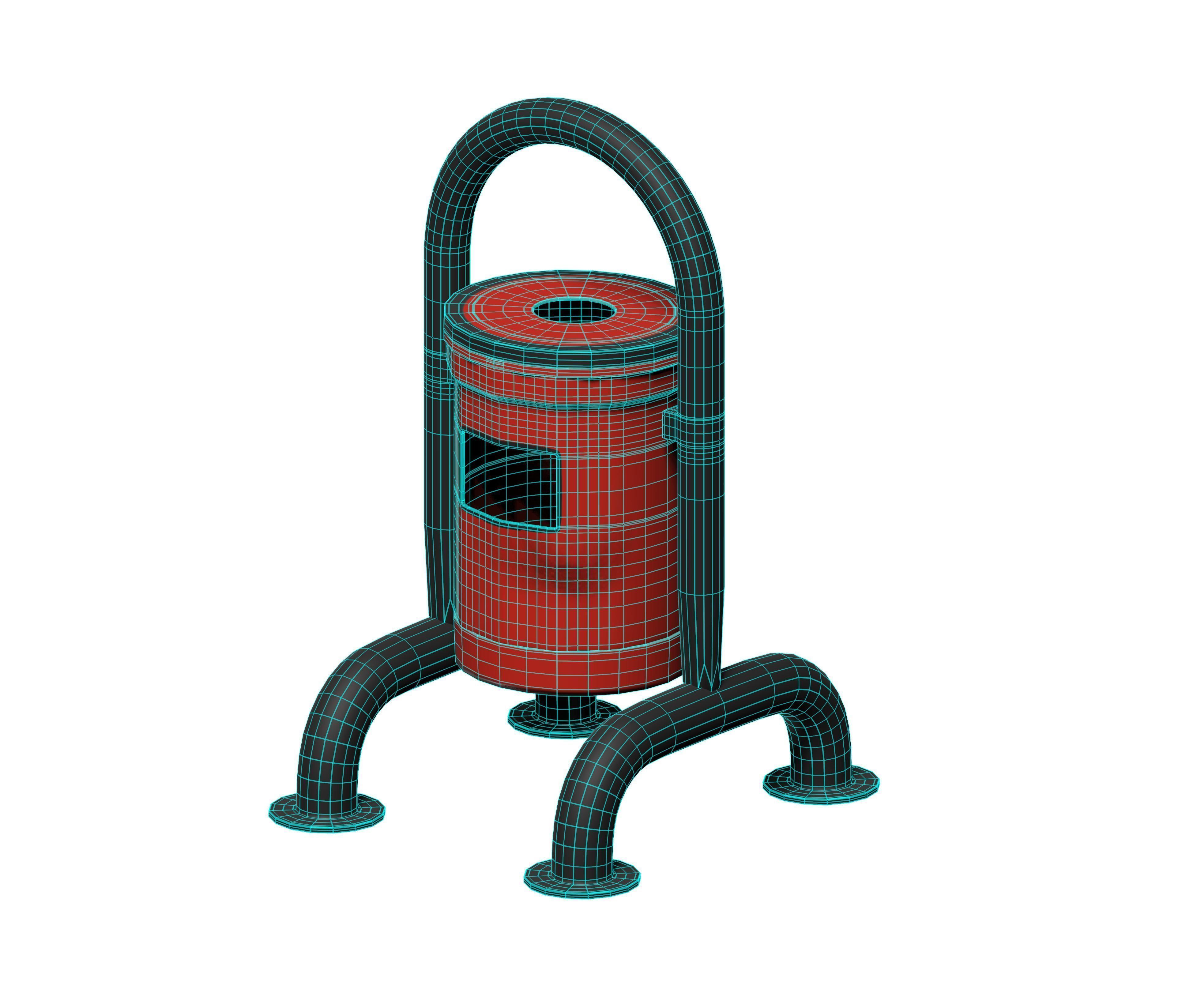 3D model Red closed cage type trash can VR / AR / low-poly | CGTrader