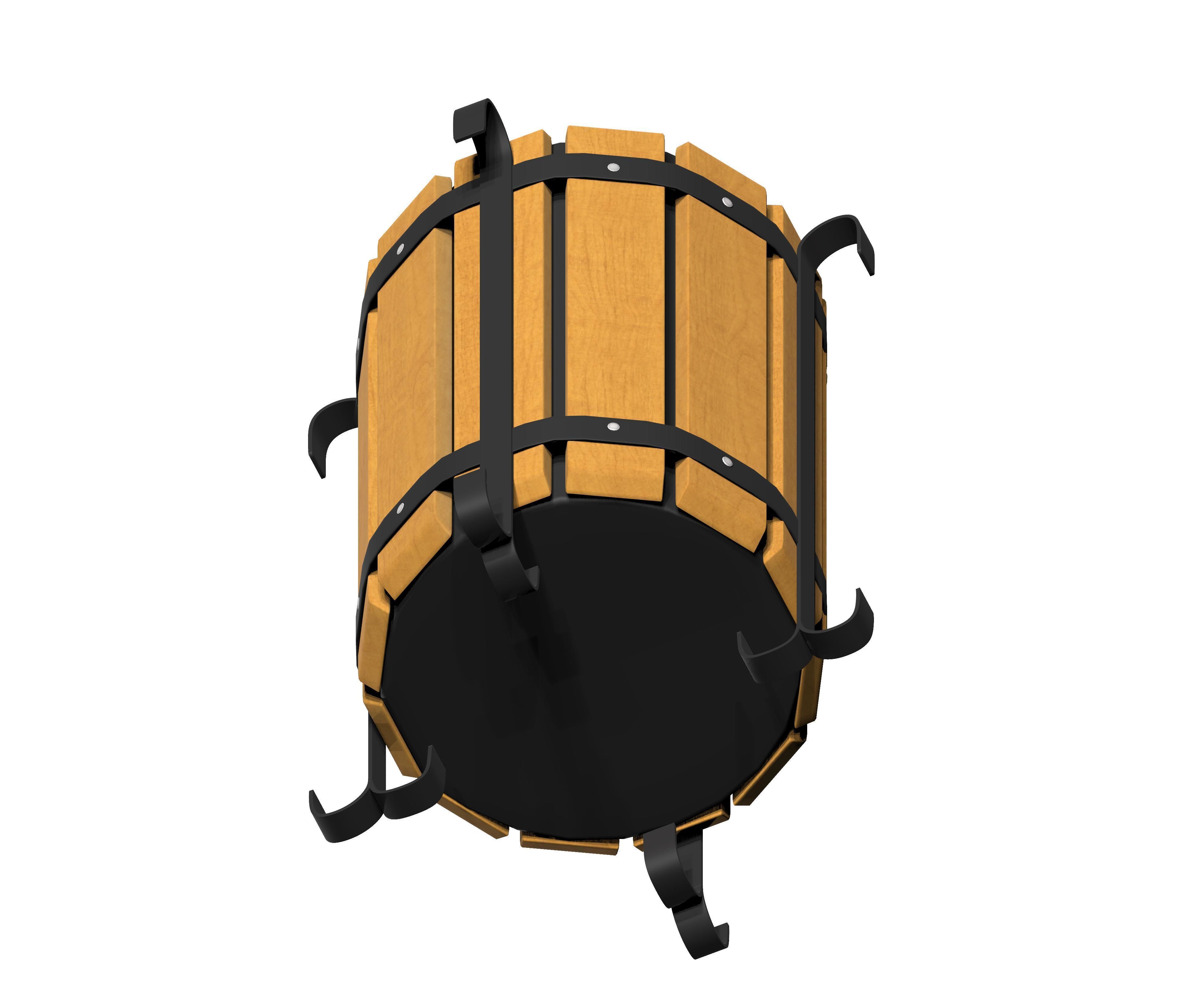3D model Wooden circular cage type trash can with metal feet VR / AR ...