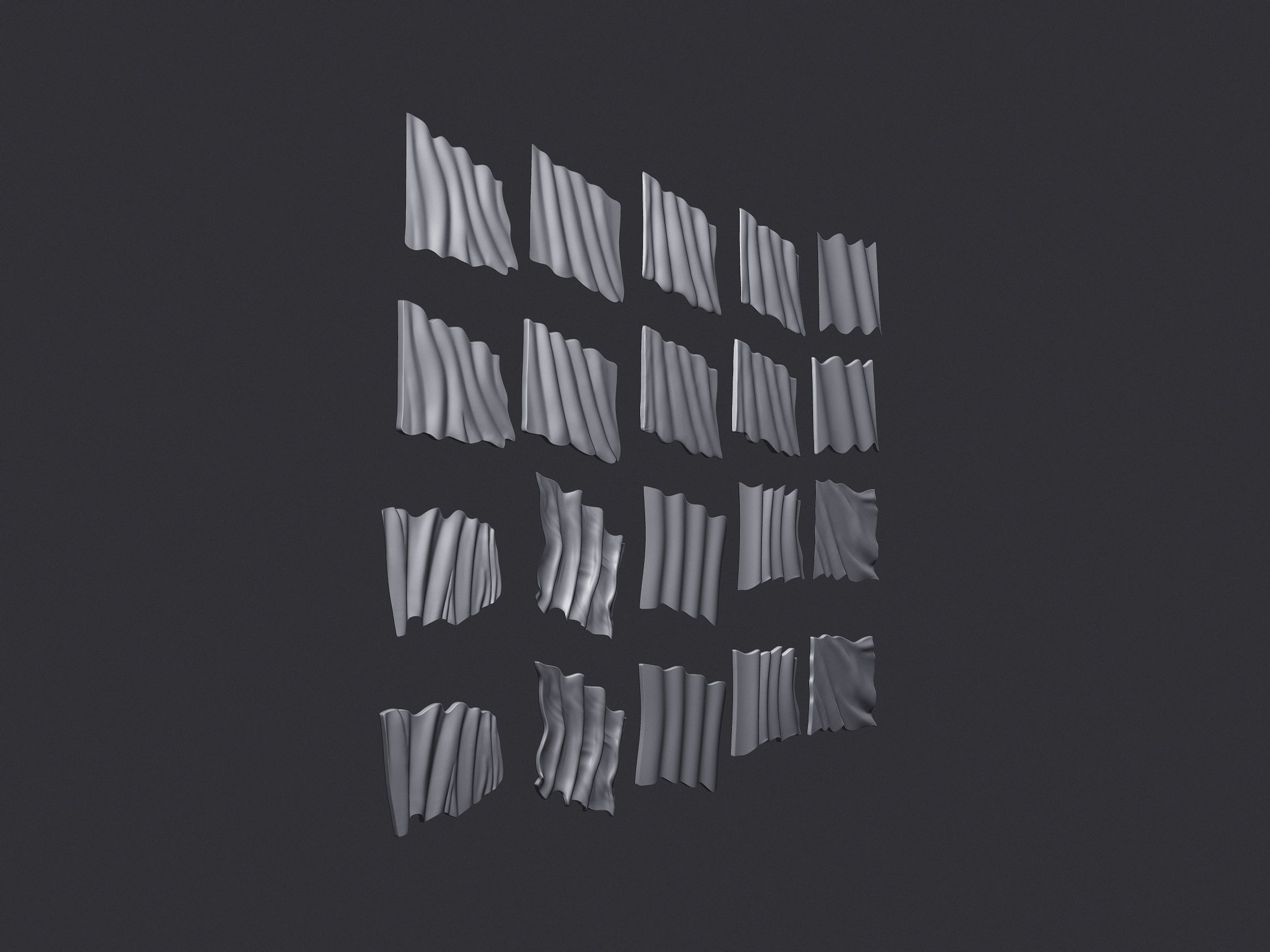 Wavy Flags Set 3D model 3D printable | CGTrader