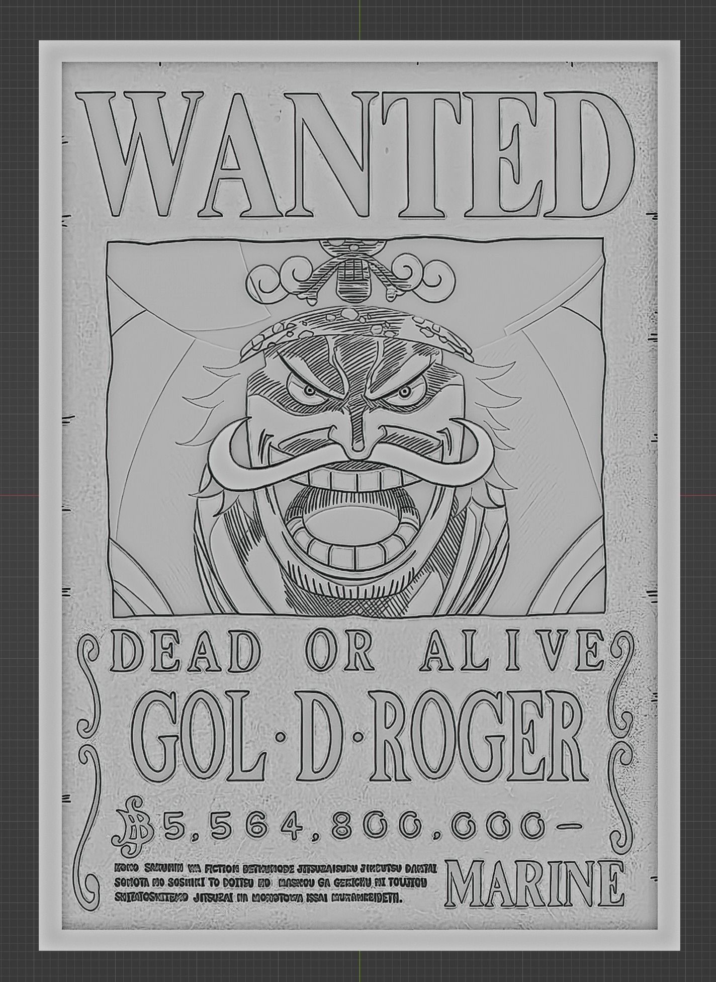 GOL D ROGER WANTED POSTER - ONE PIECE 3D model 3D printable | CGTrader