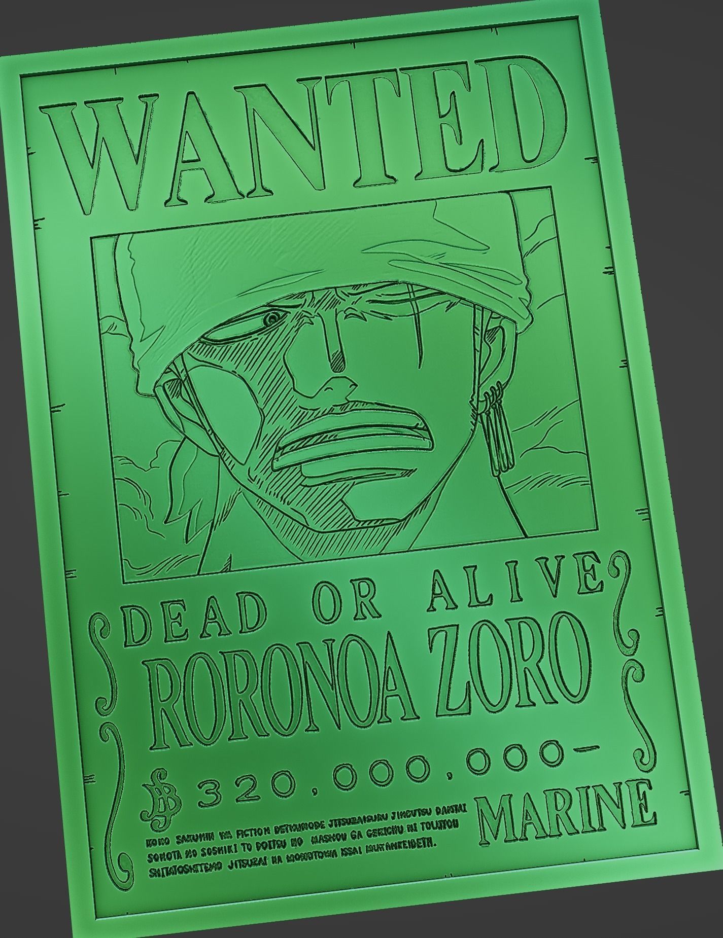 ZORO WANTED POSTER - ONE PIECE 3D model 3D printable | CGTrader