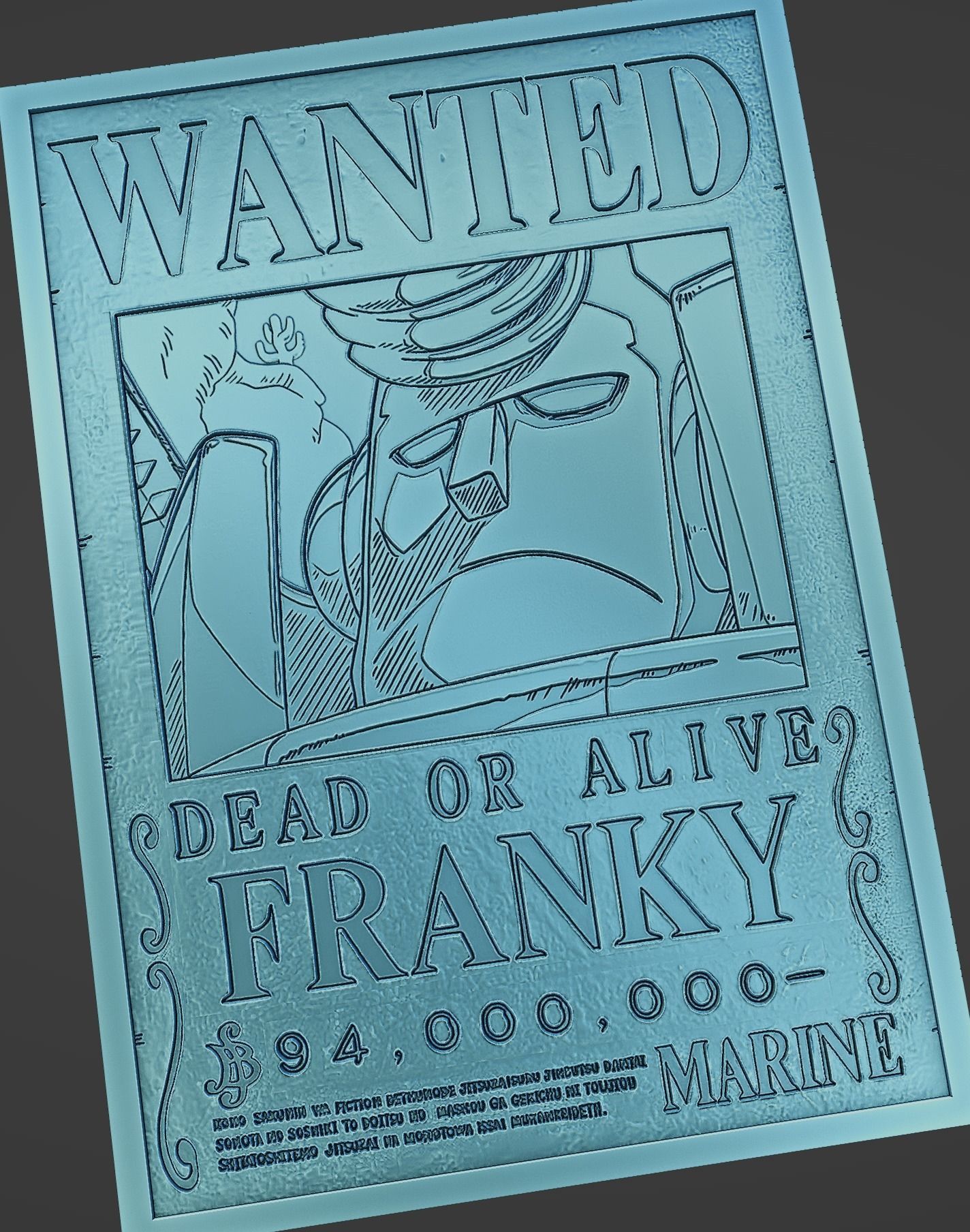 FRANKY WANTED POSTER - ONE PIECE 3D model 3D printable | CGTrader