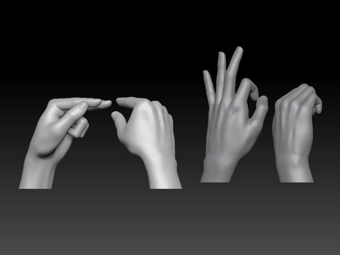 HAND SIGN LANGUAGE ALPHABET E F G H 3D model 3D printable | CGTrader