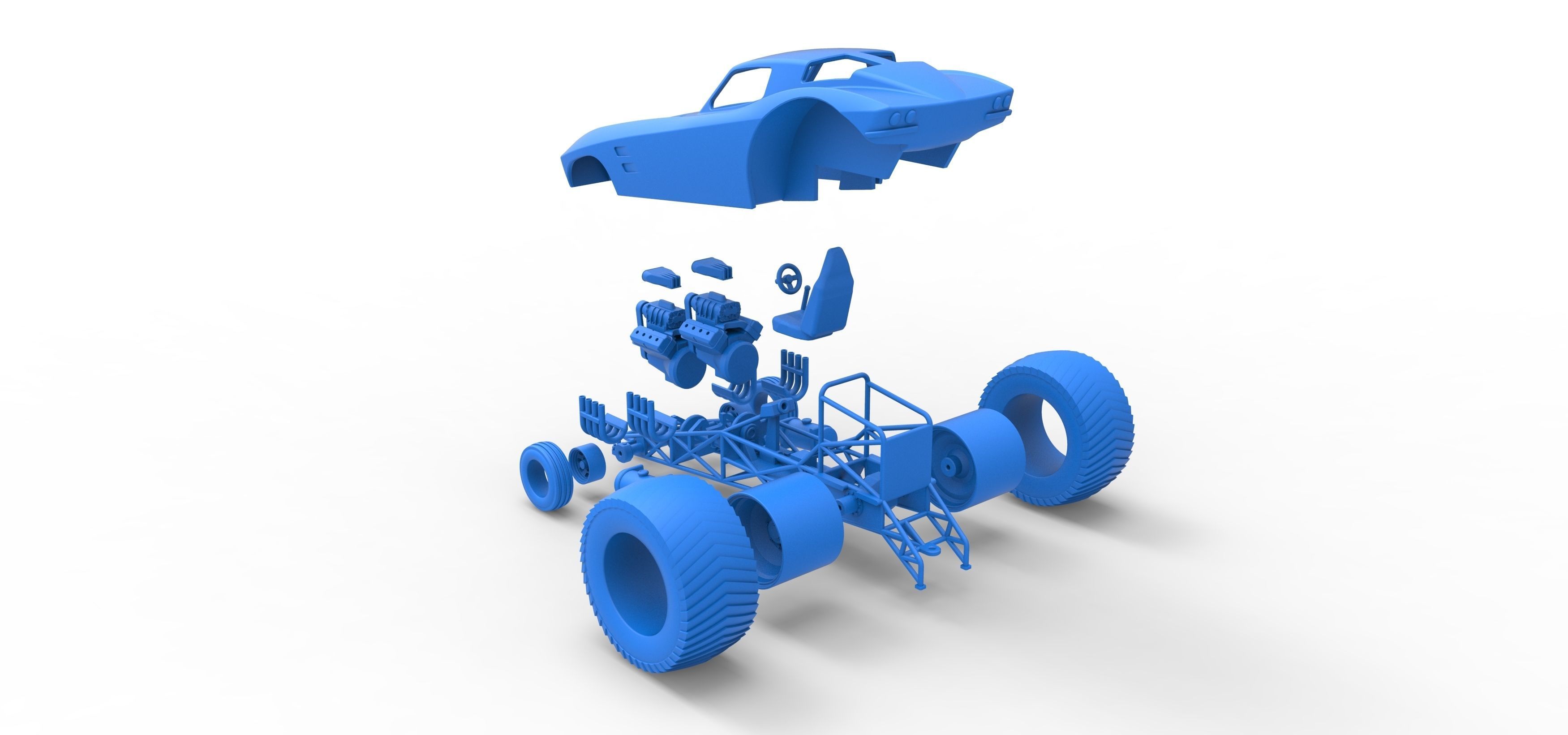 Pulling truck 2wd with Car shell Version 2 Scale 1 to 25 3D model 3D ...