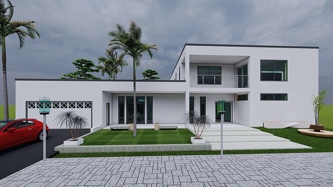 3D model 4 Bedroom House Model VR / AR / low-poly | CGTrader