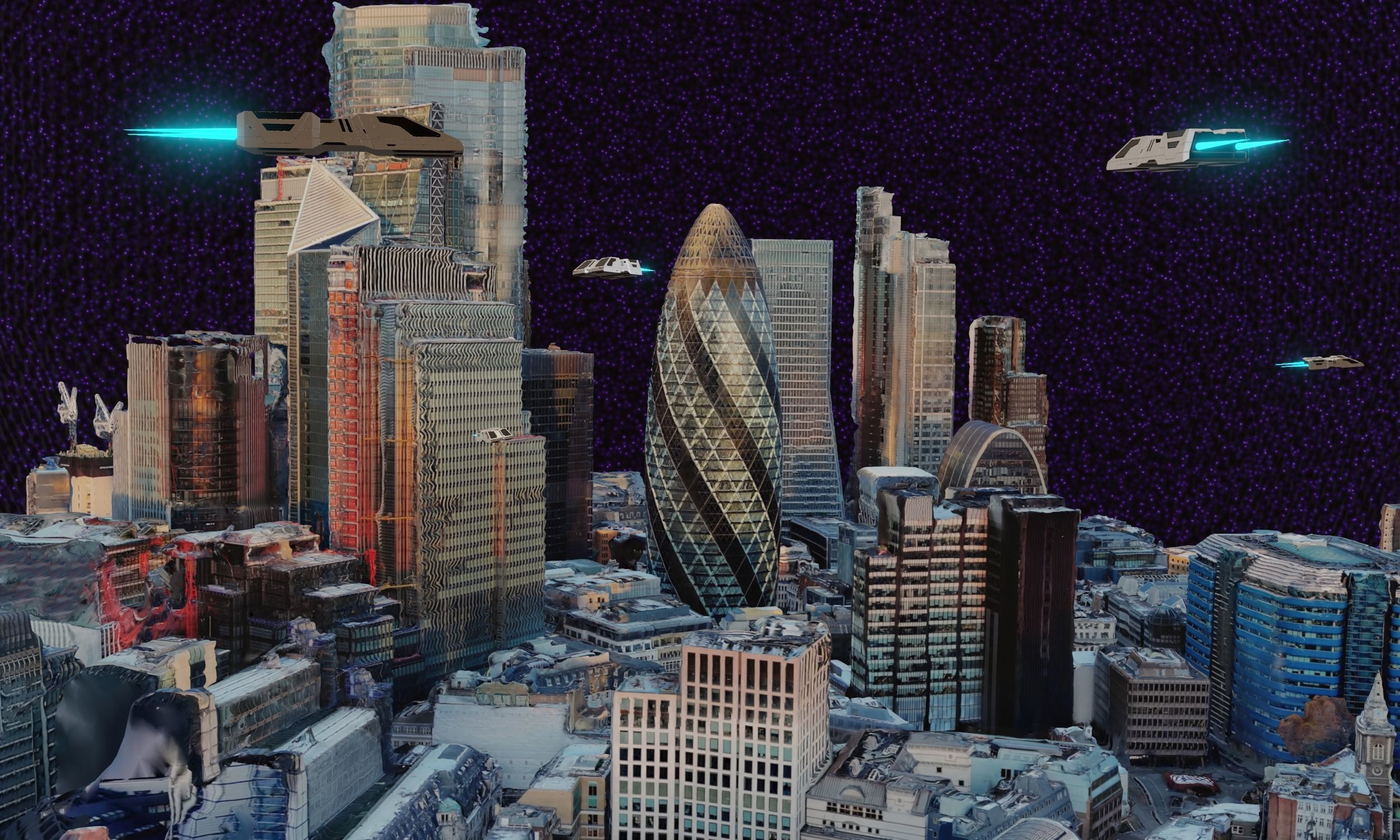 3D model LONDON Cyber City night Low-poly 3D model Low-poly 3D model VR ...