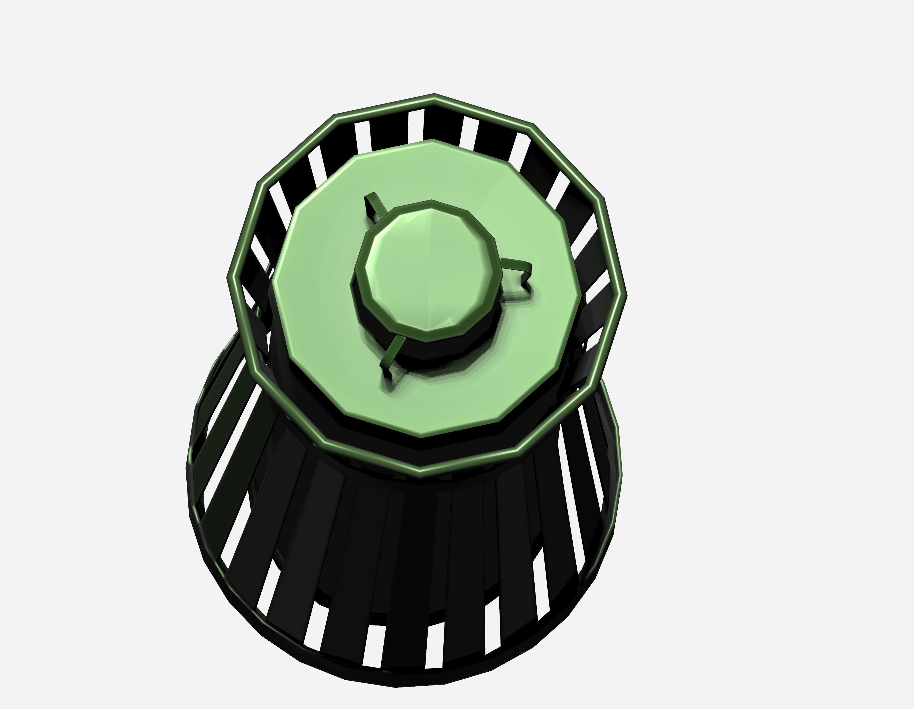 3D model Green circular cage type trash can with tap cover VR / AR ...