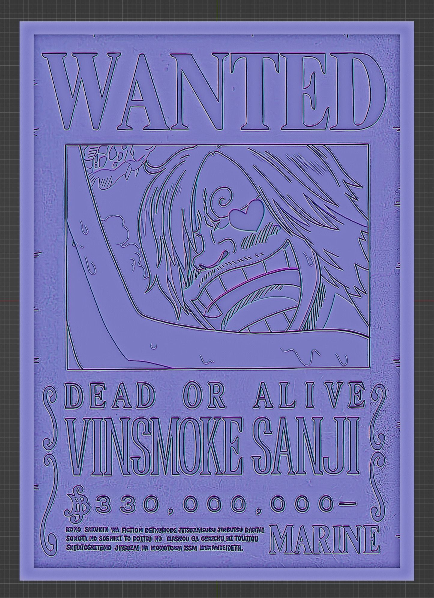 sanji wanted poster - one piece 3D model 3D printable | CGTrader