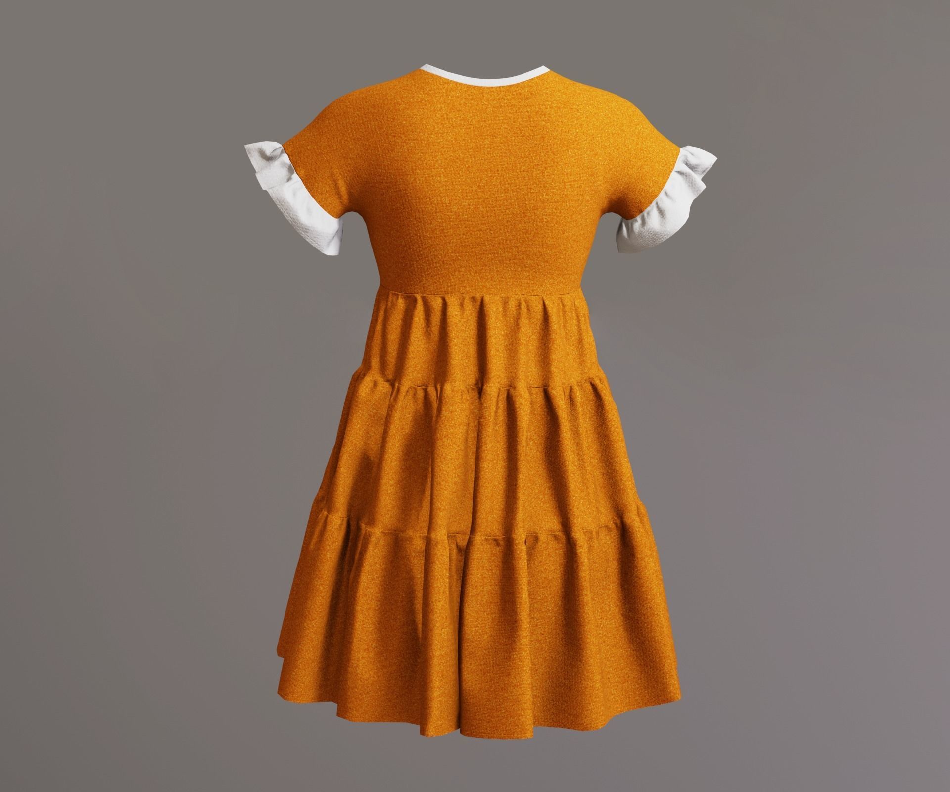 Woman dress with cascading ruffles 3D model | CGTrader