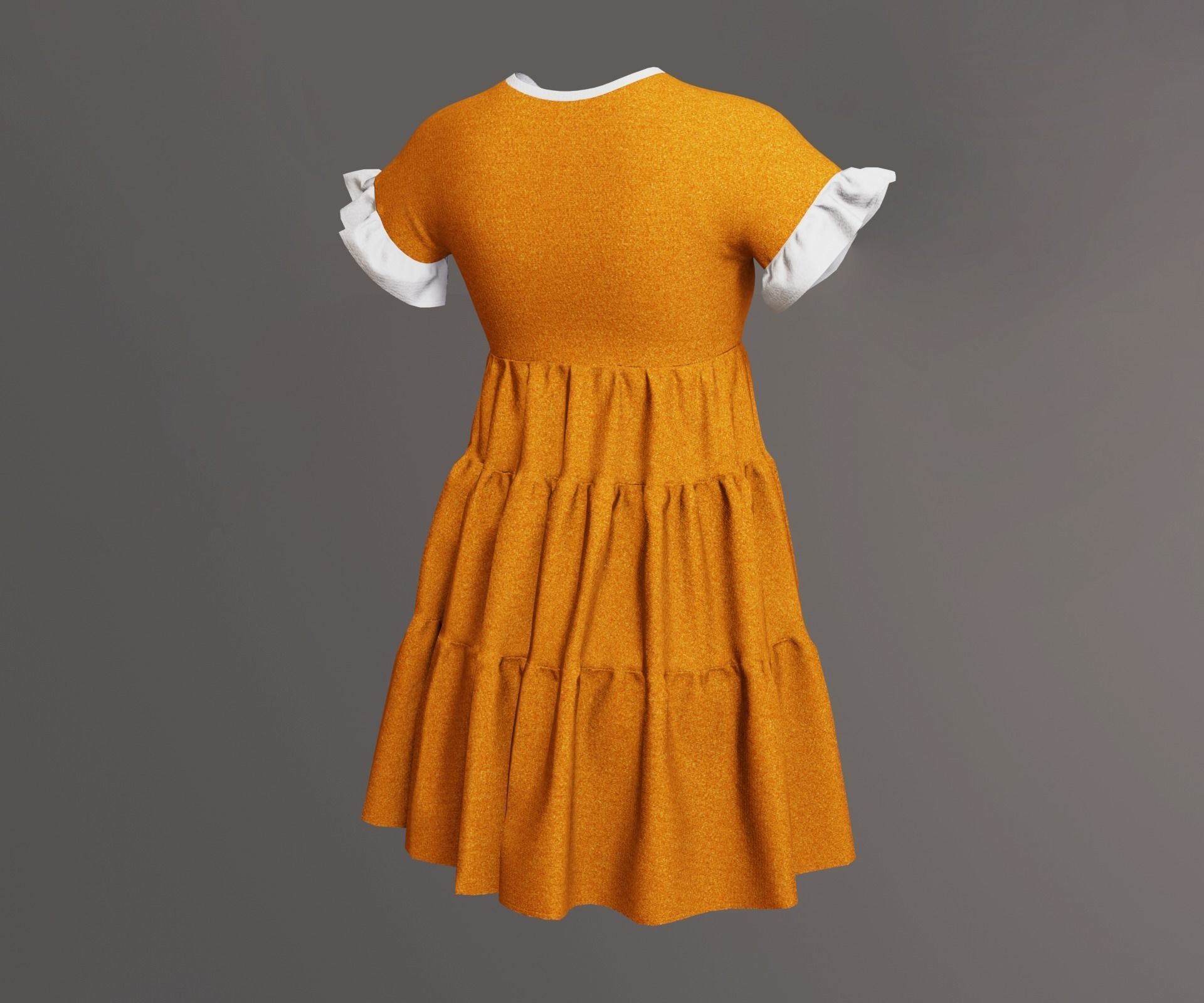 Woman dress with cascading ruffles 3D model | CGTrader